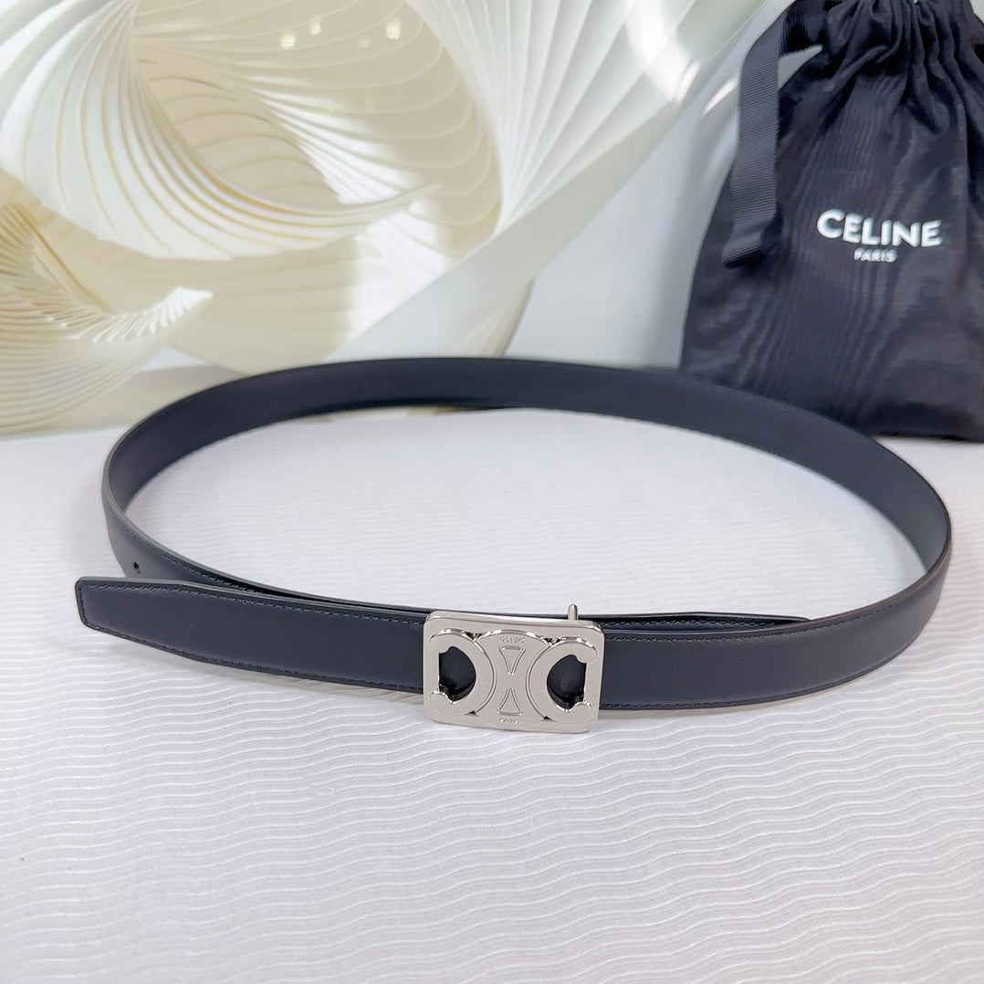 CL MEDIUM 25 MM REVERSIBLE FRAMED TRIOMPHE BELT BLACK CALFSKIN LIGHT S ...